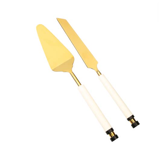 Gold Cake Servers With White Stone Handle Insert – O.DIG.WE INTERIORS